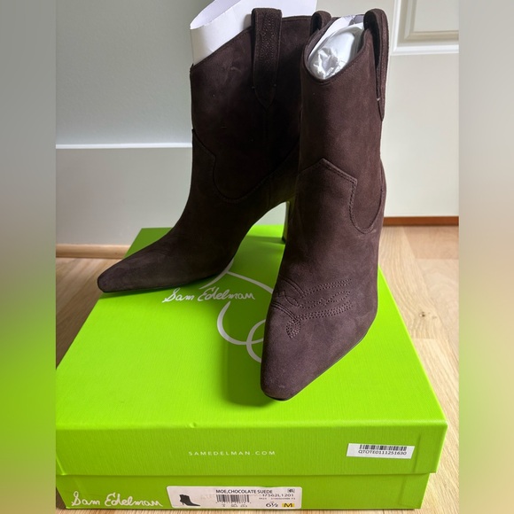 Sam Edelman | Shoes | Sam Edelman Moe Chocolate Suede Heeled Boots ...